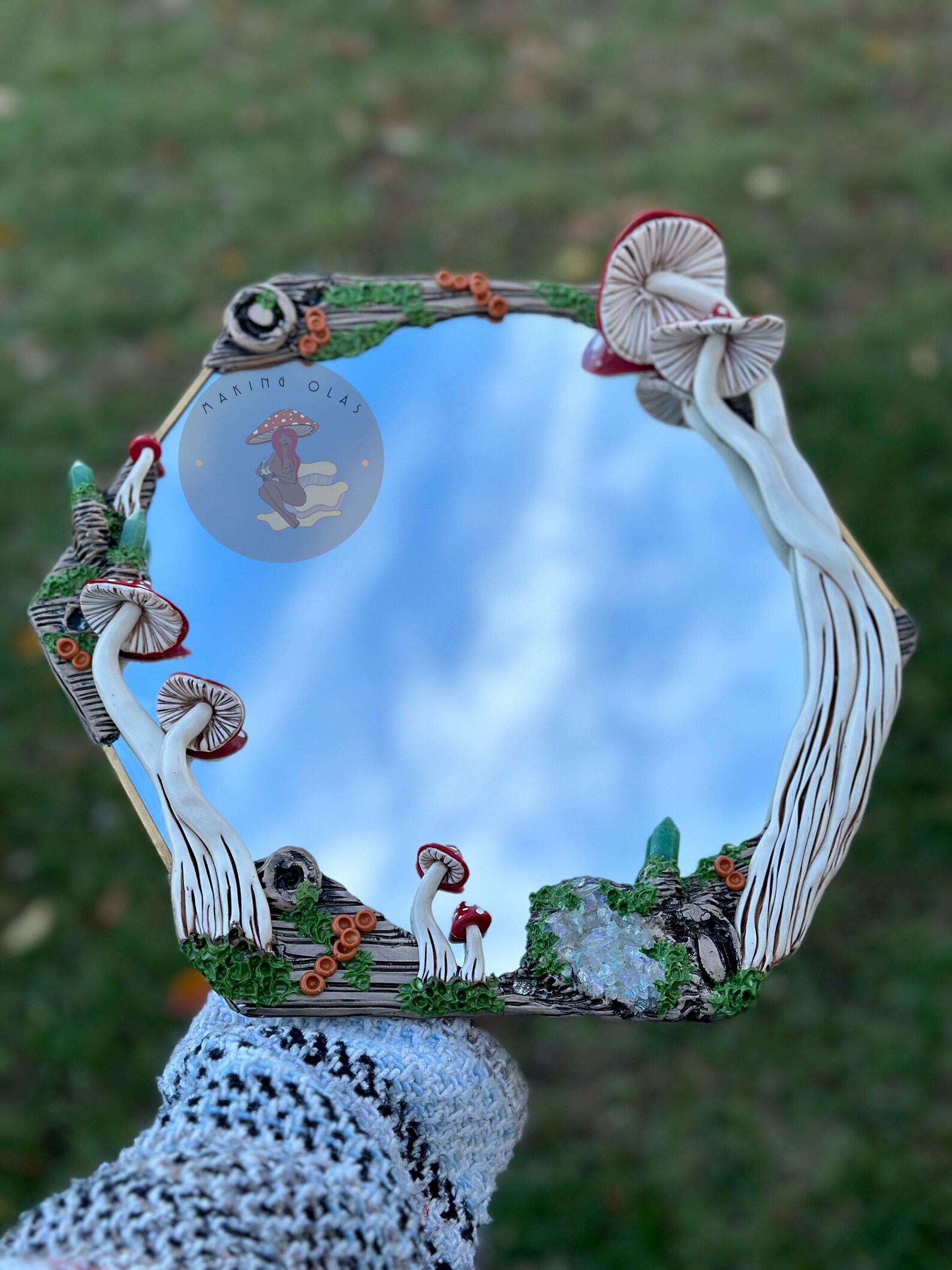 Mirror Green Aventurine Red Mushrooms - Etsy