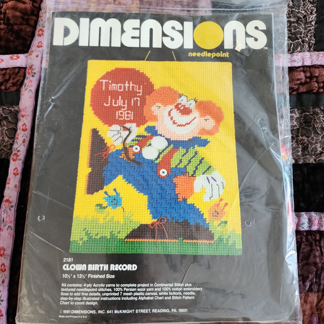 Unopened 1980s Clown Needlepoint Kit - Etsy