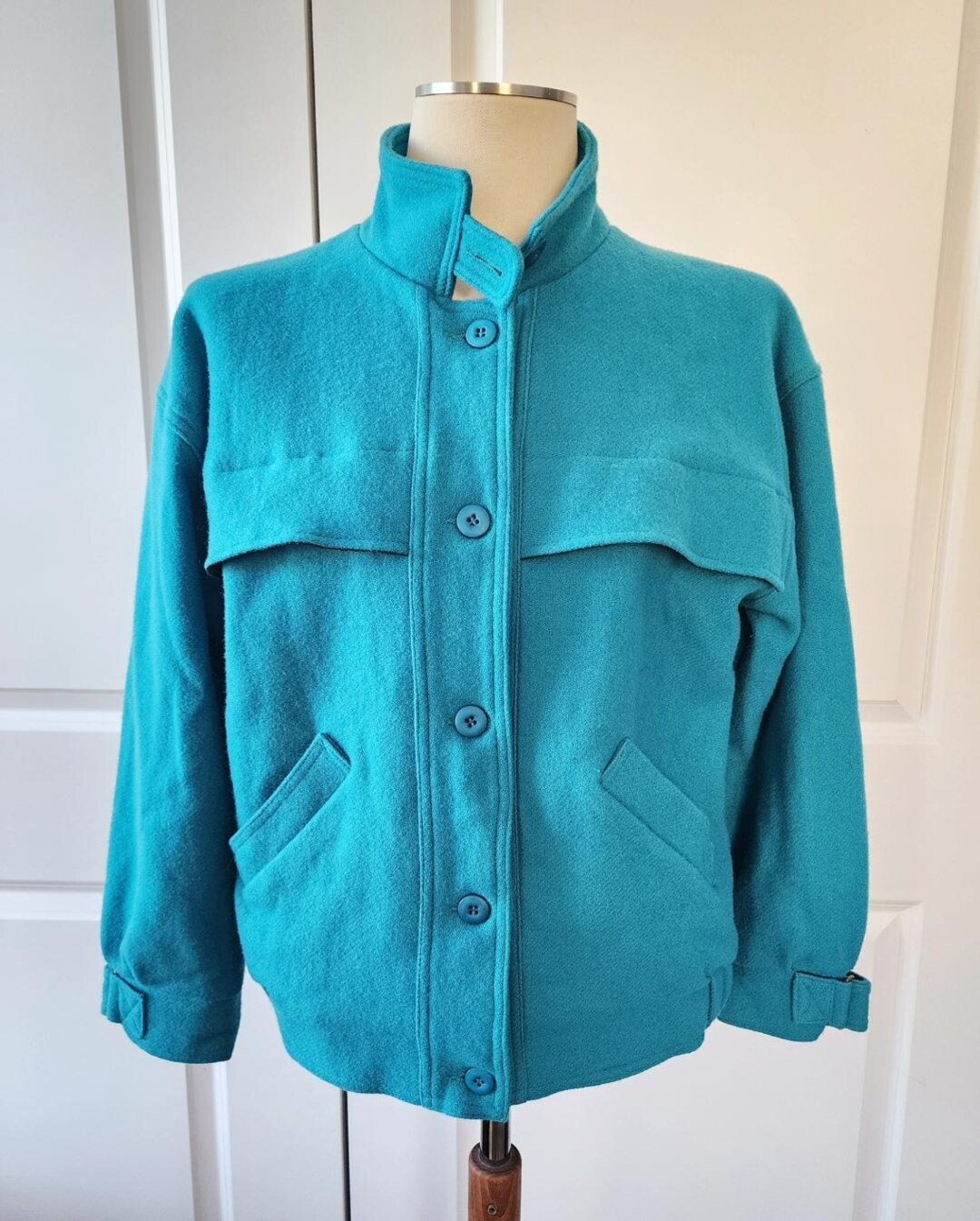 Vintage Woolrich Teal Wool Coat - Etsy