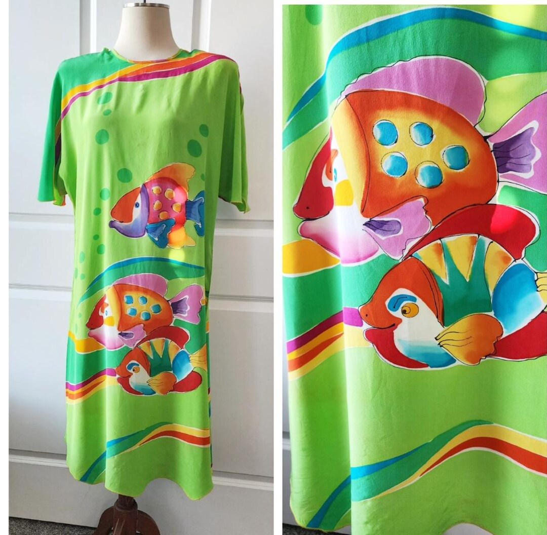 Silk Tropical Fish Print Muu Muu Dress - Etsy