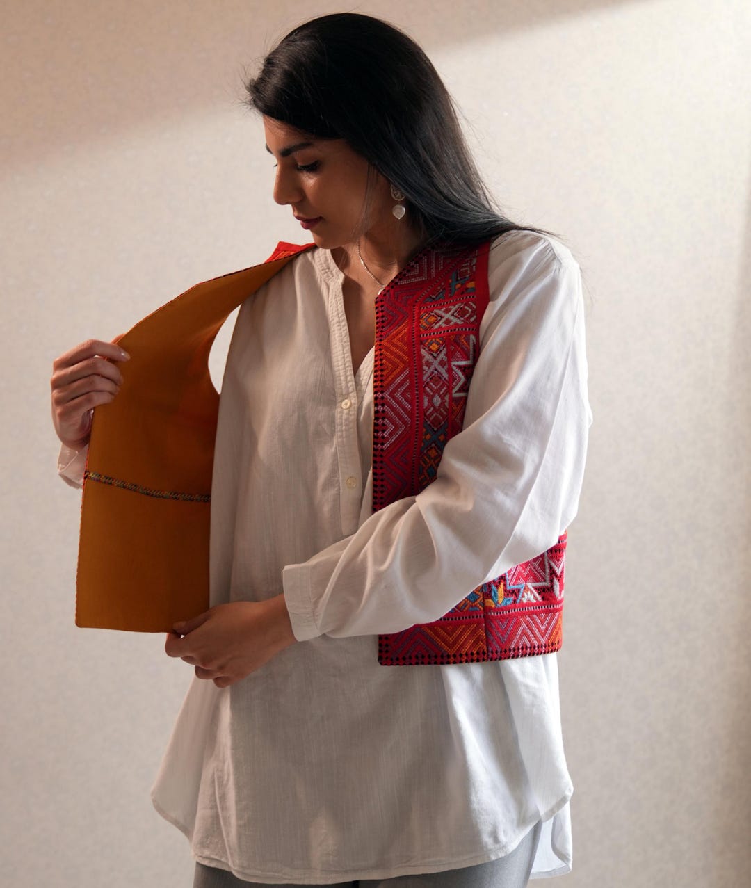 Sustainable Baluchi Linen Vest –with Traditional Baluchi Needlework ...