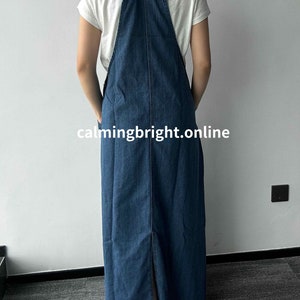 Denim Overall Maxi Dress Women, Loose Fit Denim Overall Maxi Dress With ...