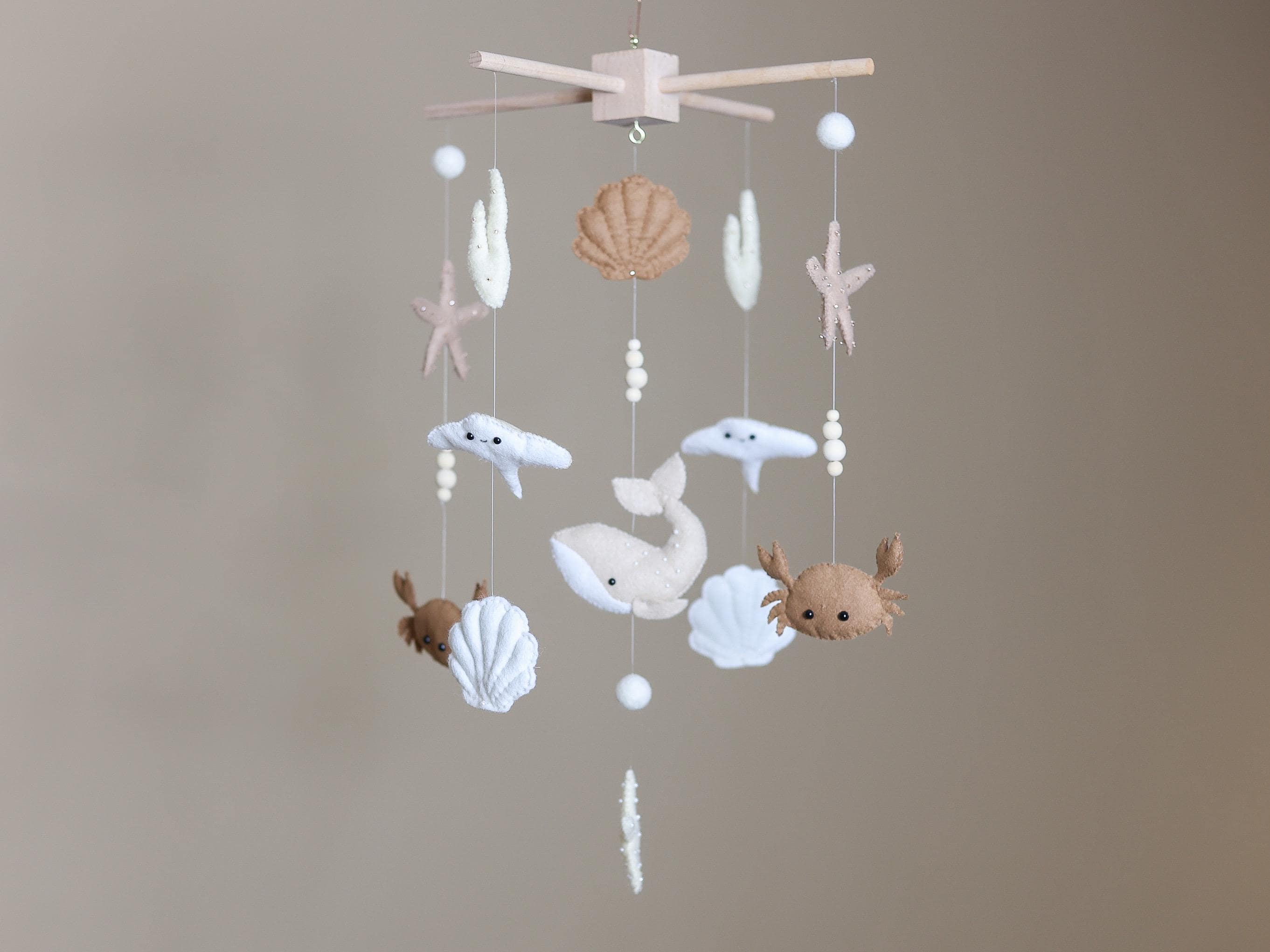 Neutral Ocean Baby Mobile, Sea Themed Nursery, Whale Baby Mobile, Crab ...