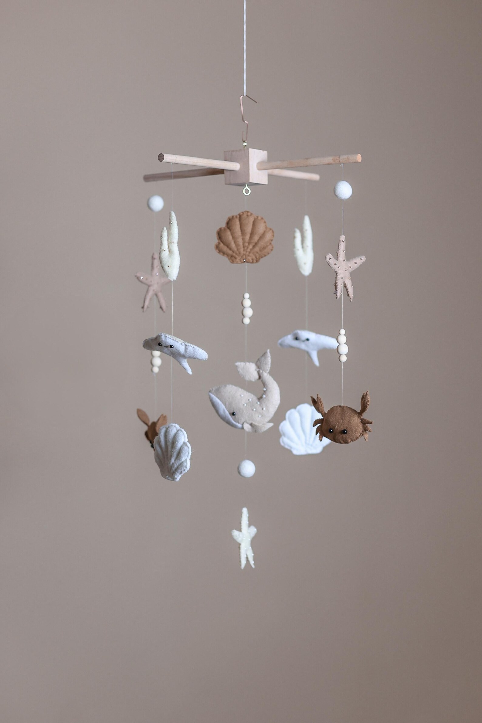 Neutral Ocean Baby Mobile, Sea Themed Nursery, Whale Baby Mobile, Crab ...