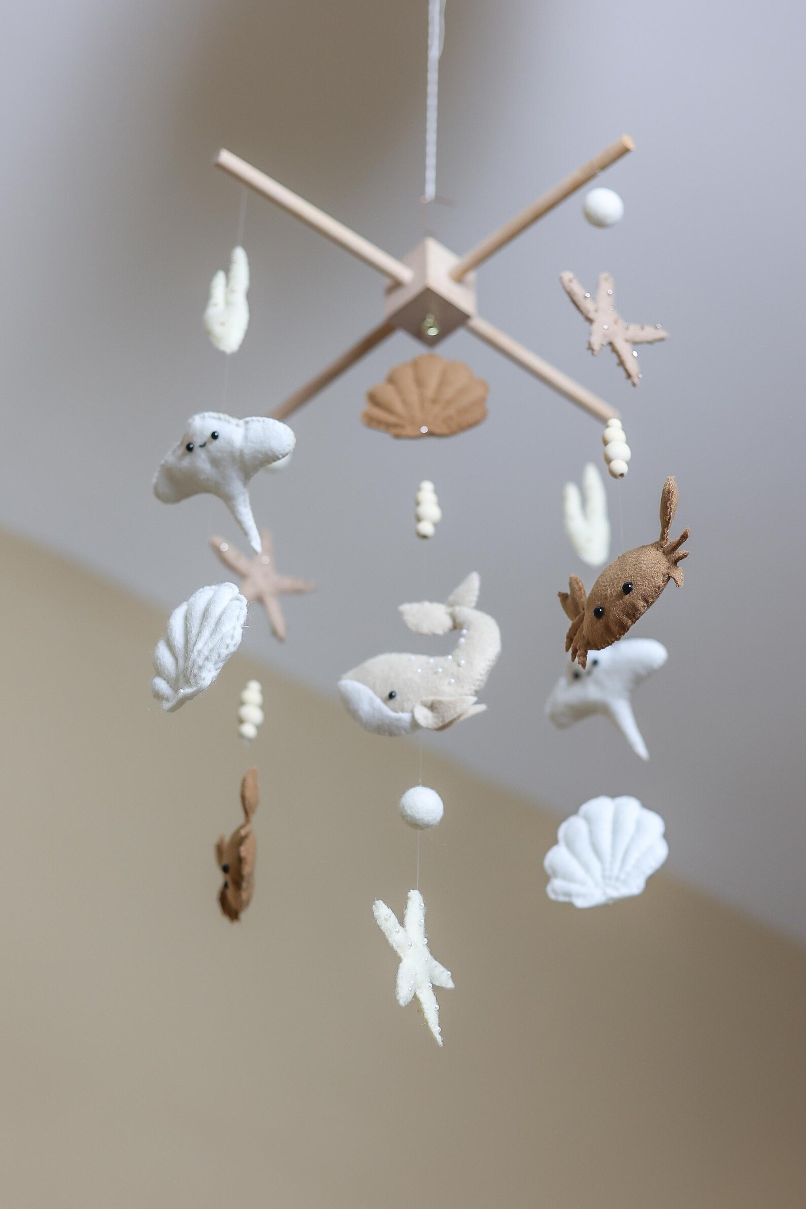 Neutral Ocean Baby Mobile, Sea Themed Nursery, Whale Baby Mobile, Crab ...