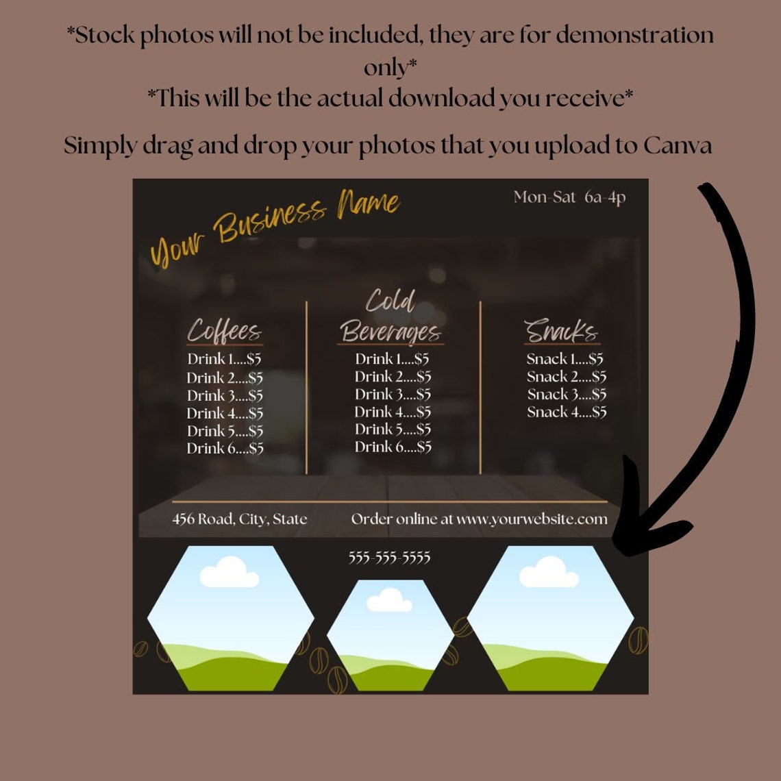 Cafe Menu Template Editable Restaurant Menu Printable Menu Social Media ...