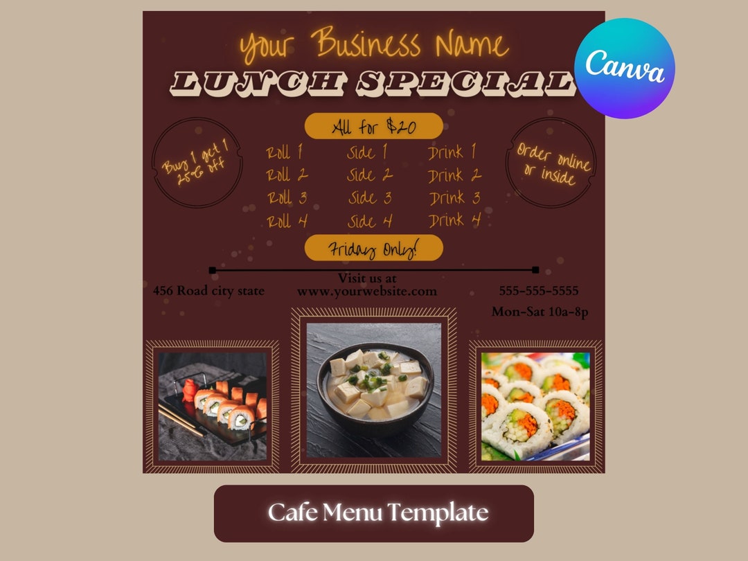 Editable Social Media Menu Template Printable Menu Restaurant Special ...