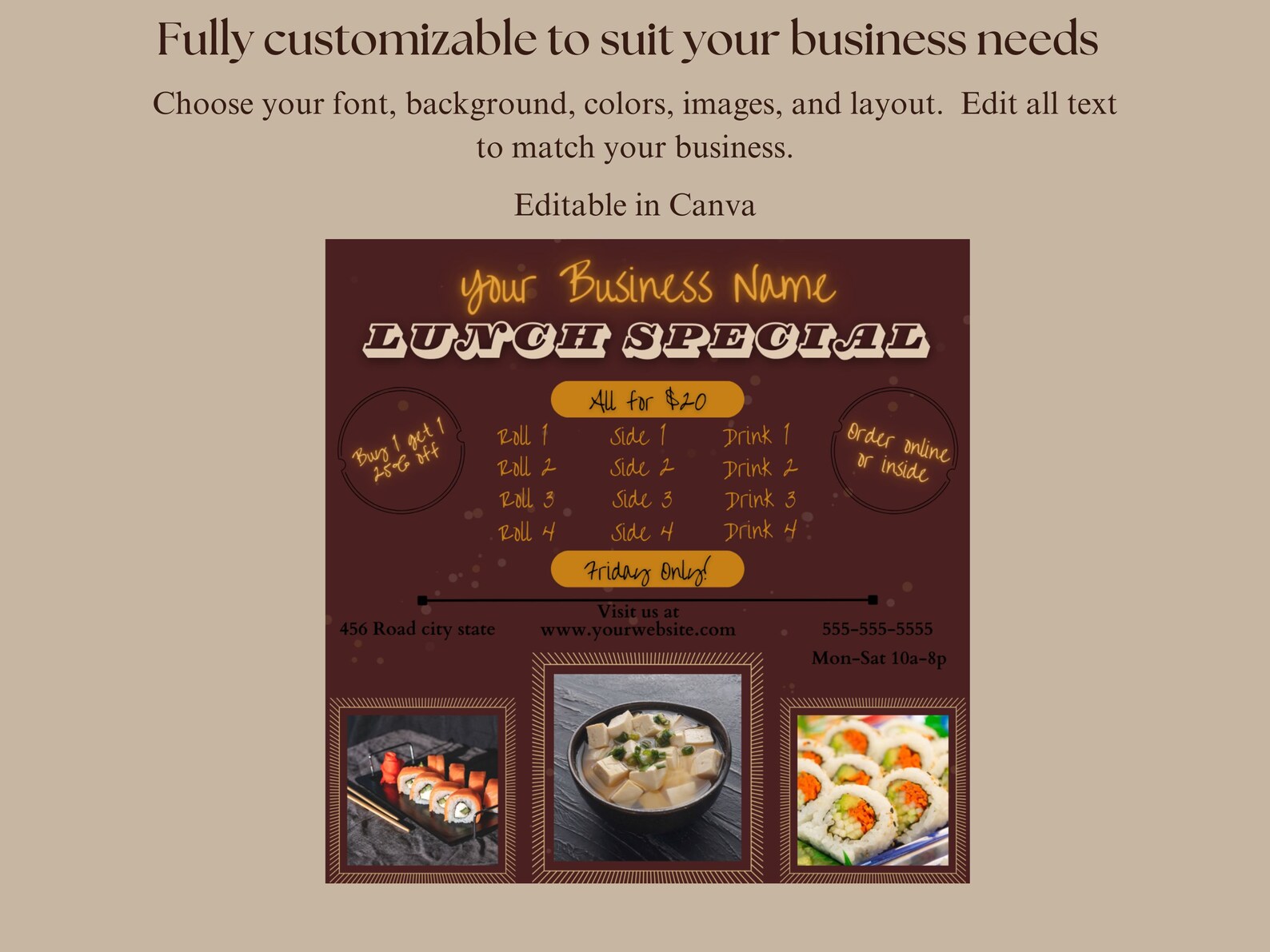 Editable Social Media Menu Template Printable Menu Restaurant Special ...
