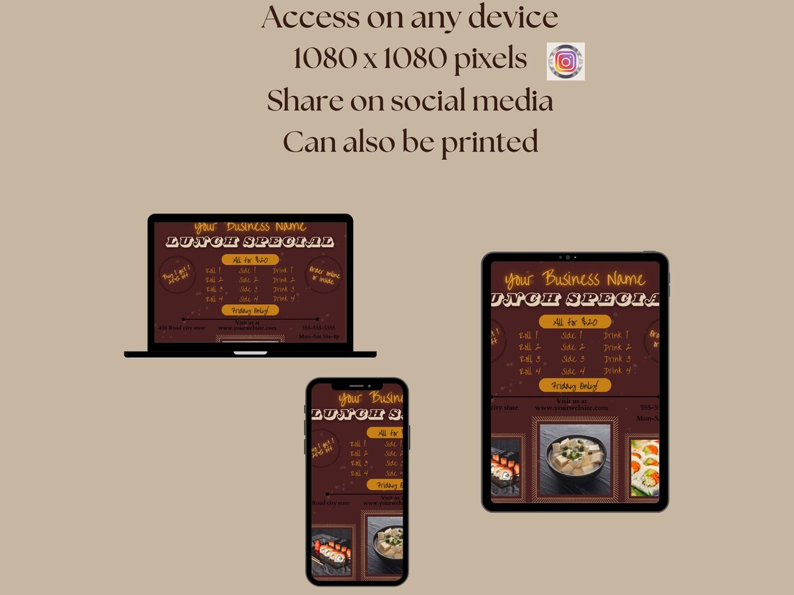 Editable Social Media Menu Template Printable Menu Restaurant Special ...