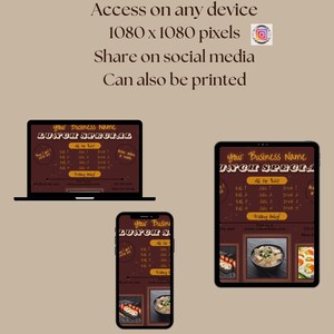 Editable Social Media Menu Template Printable Menu Restaurant Special ...