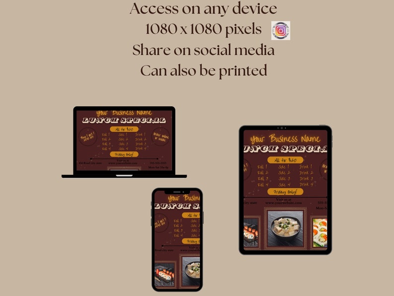 Editable Social Media Menu Template Printable Menu Restaurant Special ...