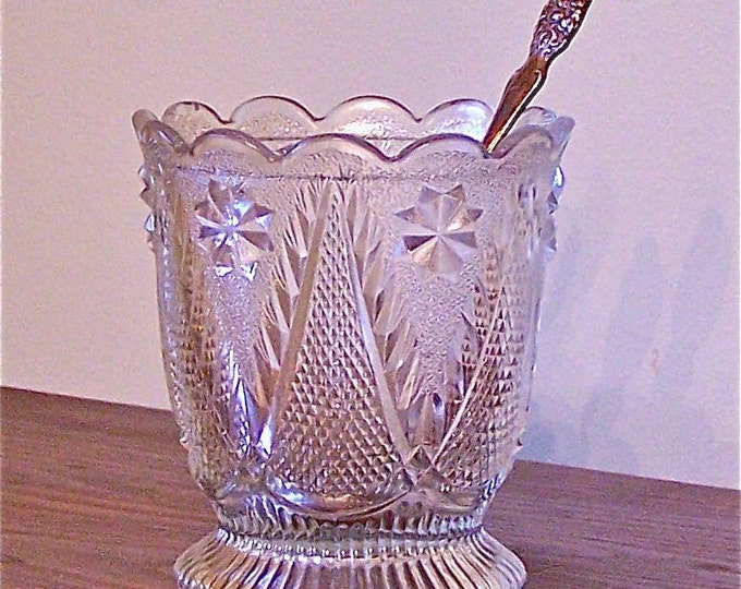 Vintage Pressed or Vaseline Glass Spooner and Silverplate - Etsy