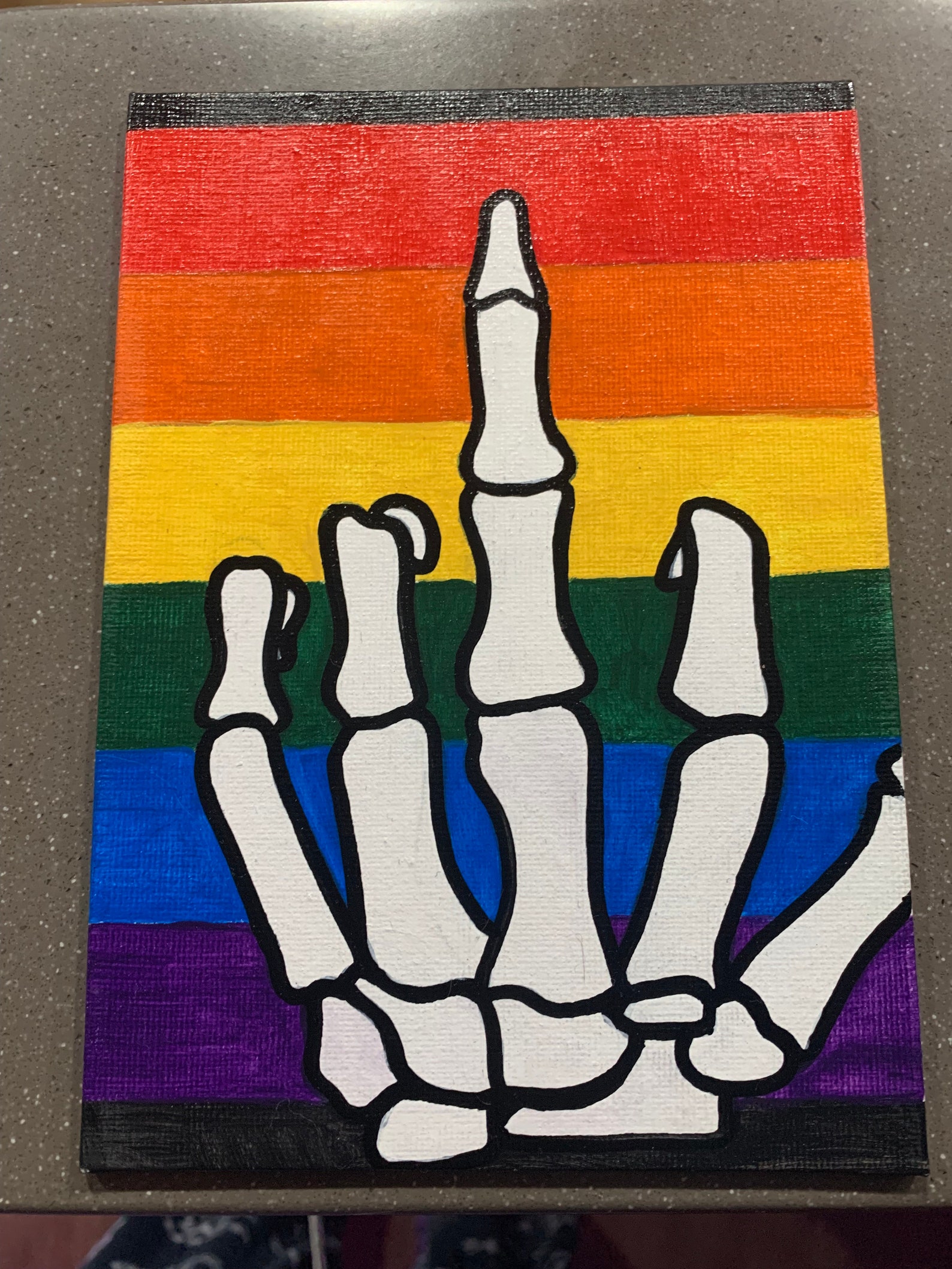 Skeleton Middle Finger Canvas Painting - Etsy