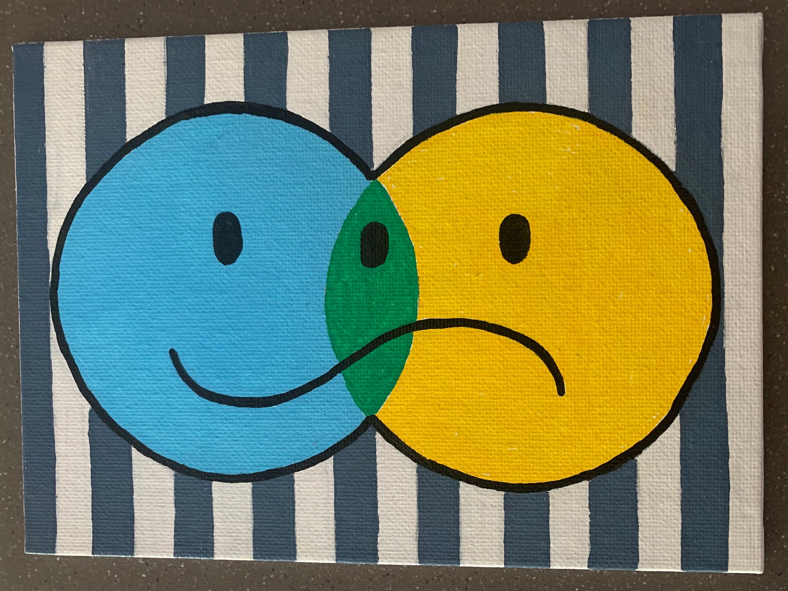 Striped Smiley Face Canvas Painting - Etsy