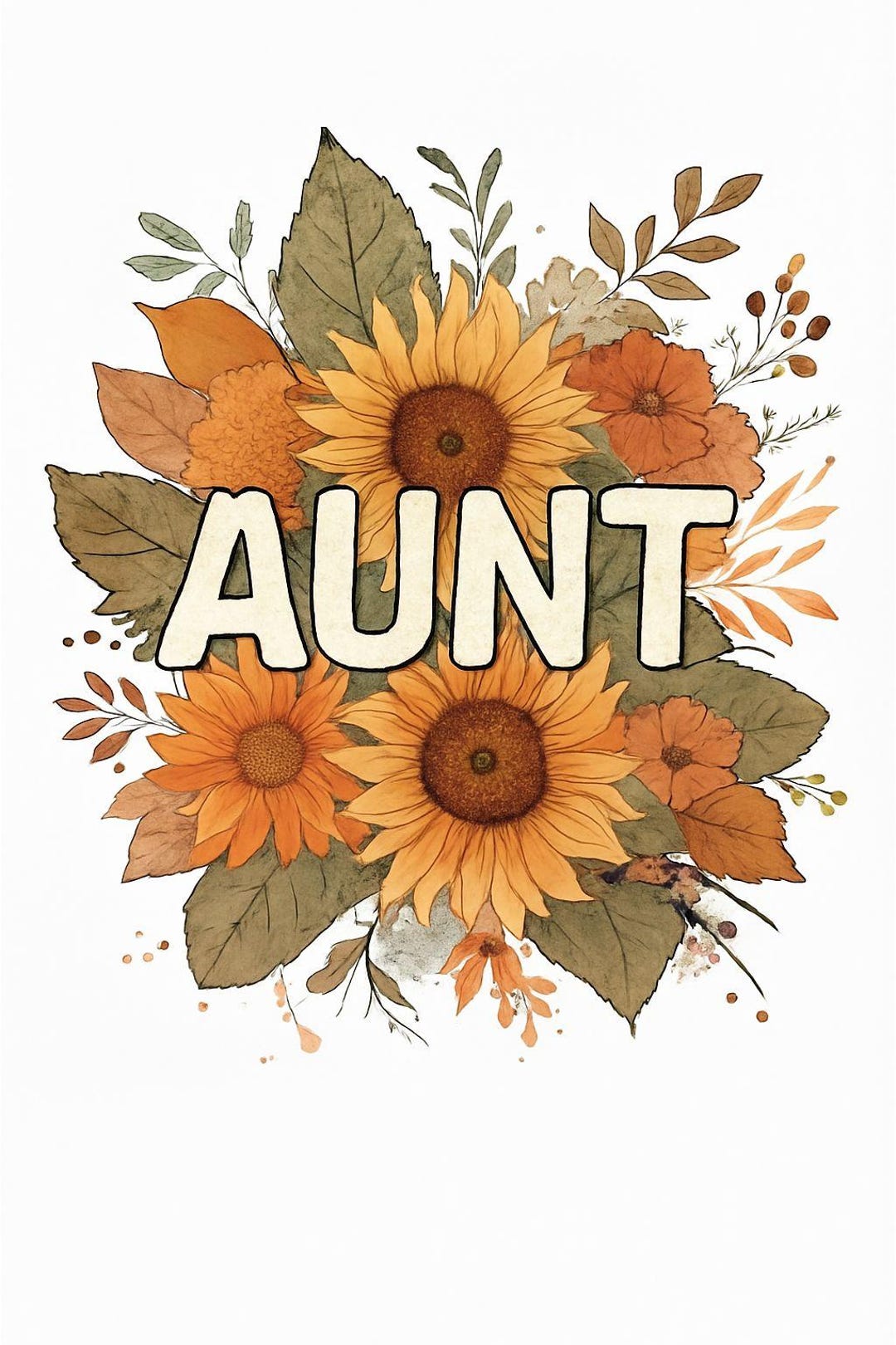 Vibrant AUNT Floral Clipart - Instant Download Sublimation Design With ...