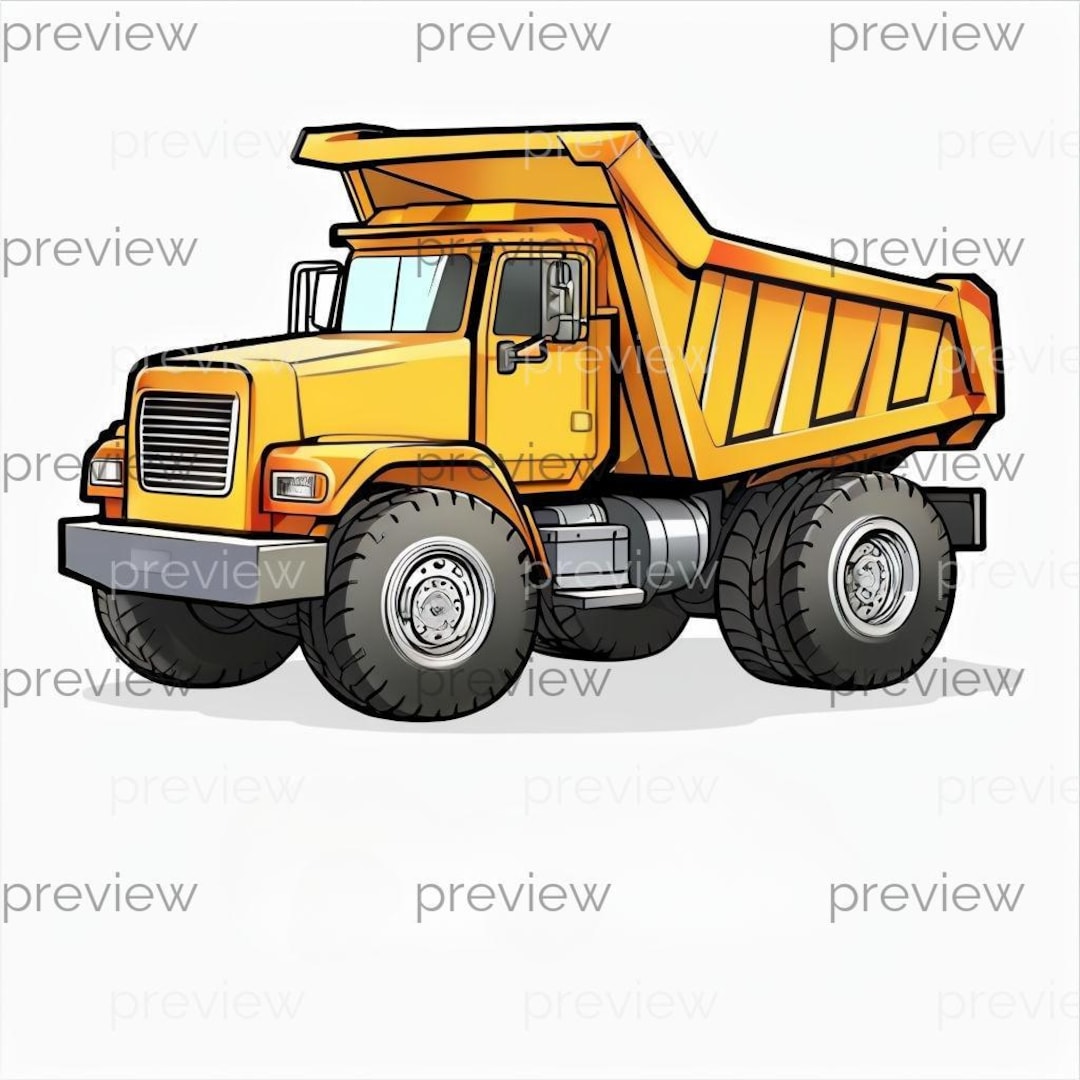 Colorful Cartoon Yellow Dump Truck - Fun Digital Art for Kids ...