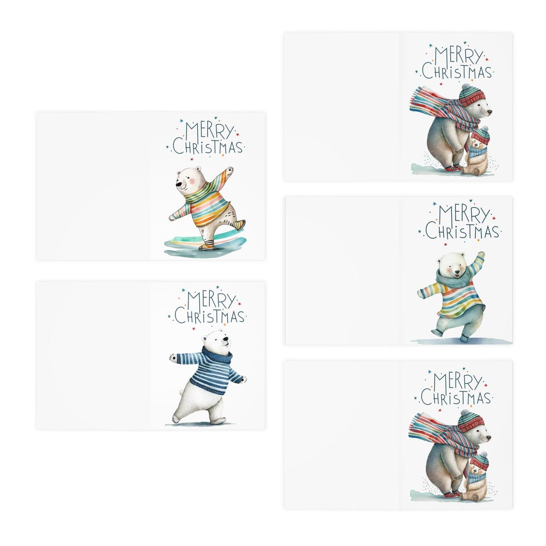 Polar Bear Christmas Multi-design Greeting Cards (5-pack) - Etsy