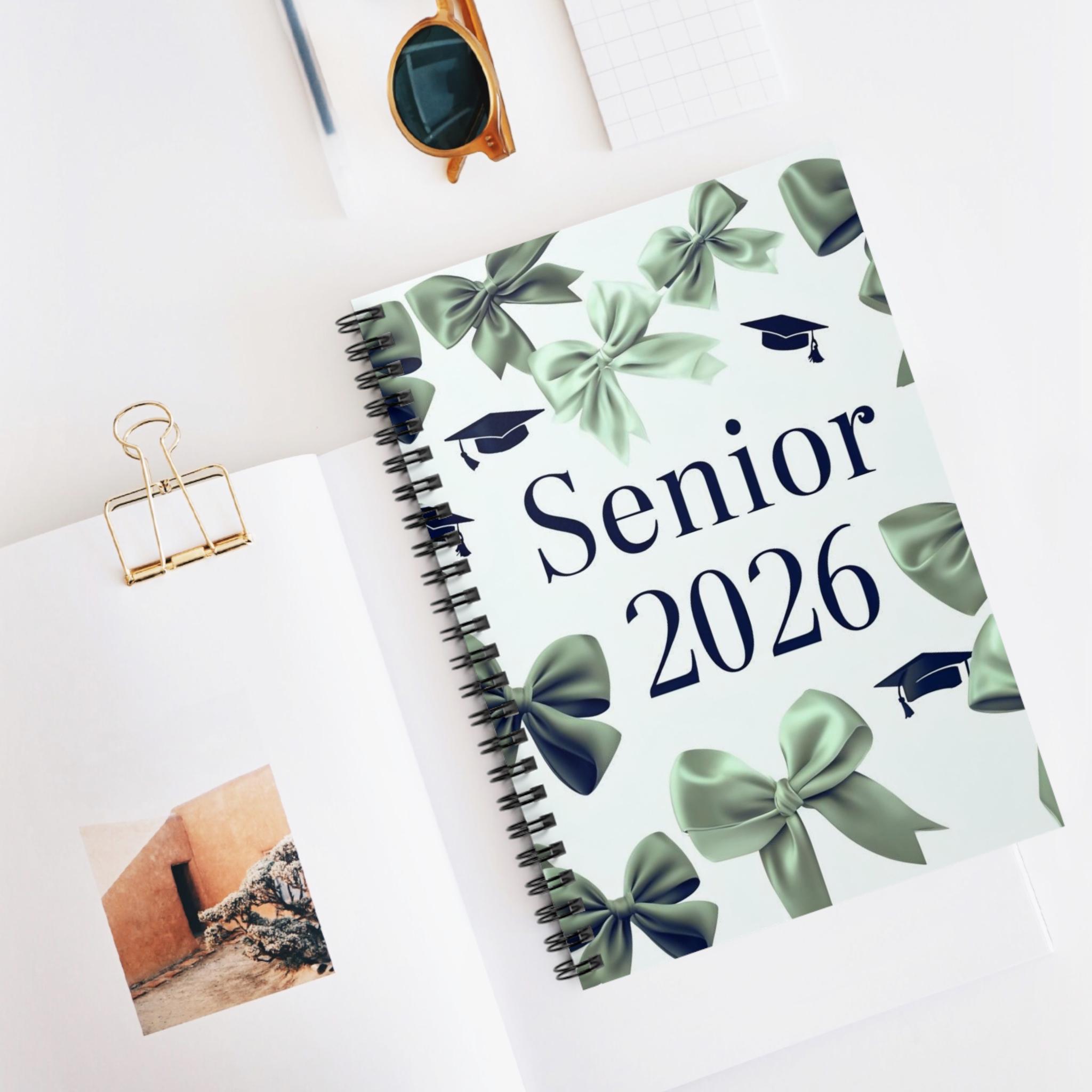 Senior 2026 Spiral Notebook | Graduation Bows and Caps, Ruled Journal ...