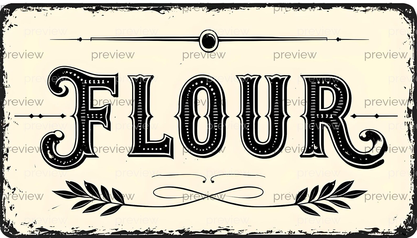 Vintage Flour Signage - Elegant Printable Art With Ornate Font and ...