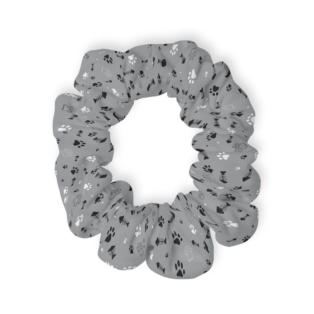 Paw Print Scrunchie: Dog Bone Hair Tie, Pet Lover Gift - Etsy