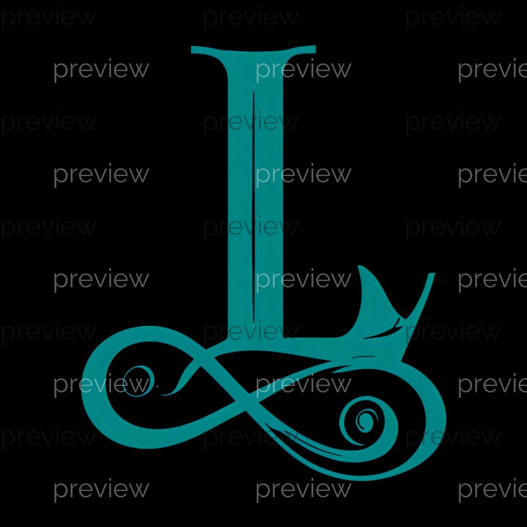 L Elegant Teal Letter L With Infinity Motif - Modern Digital Art for ...