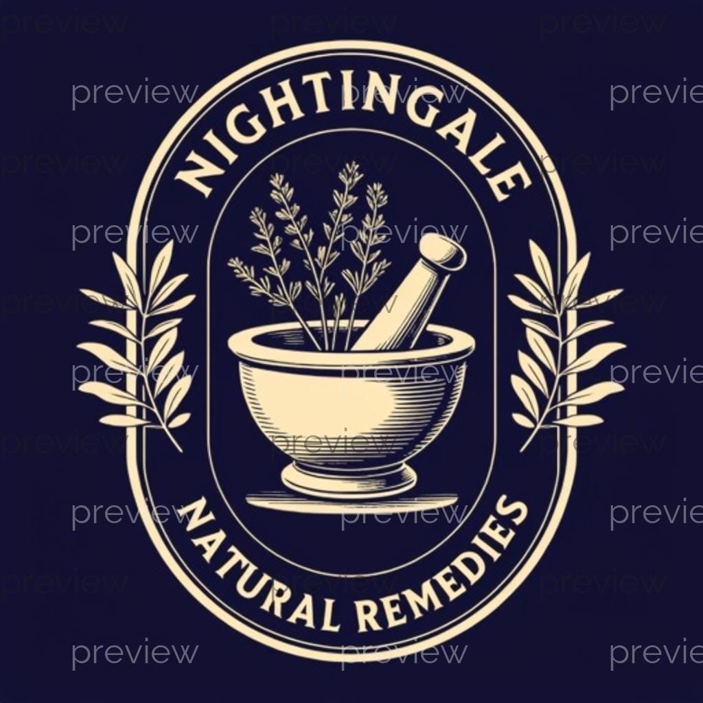 Vintage Nightingale Natural Remedies Logo With Mortar and Pestle for ...