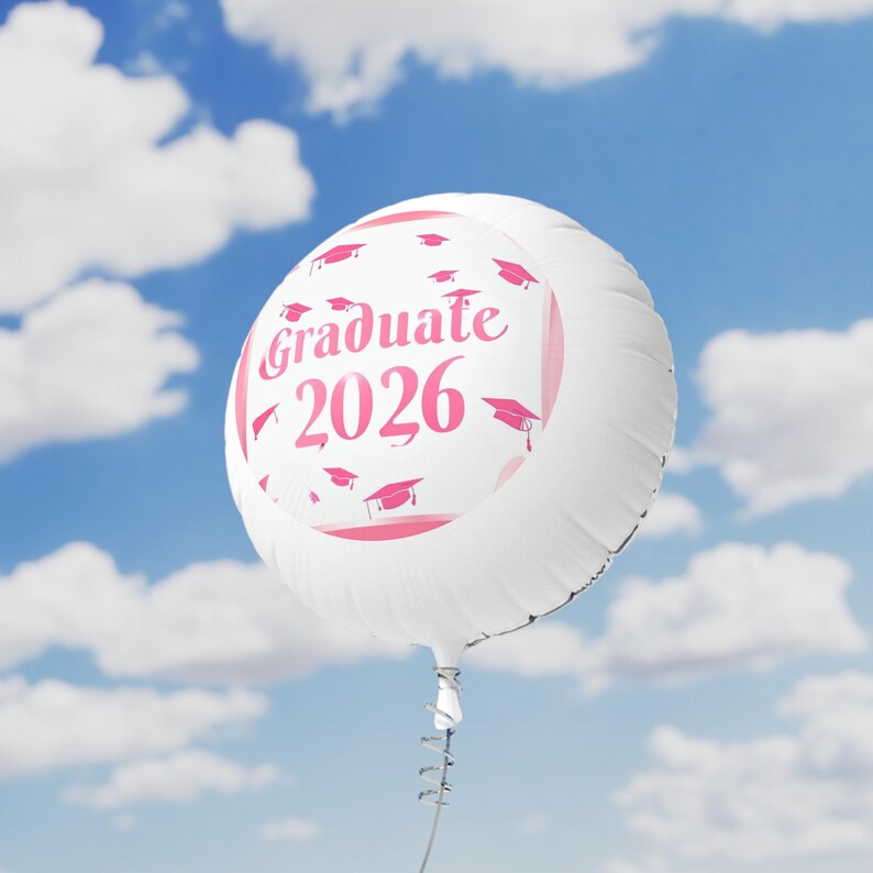 Graduate 2026 Mylar Balloon | Pink Graduation Cap Balloon - Etsy
