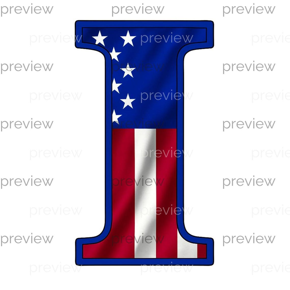 I Patriotic Letter I Design With Stars and Stripes - Digital Art for ...