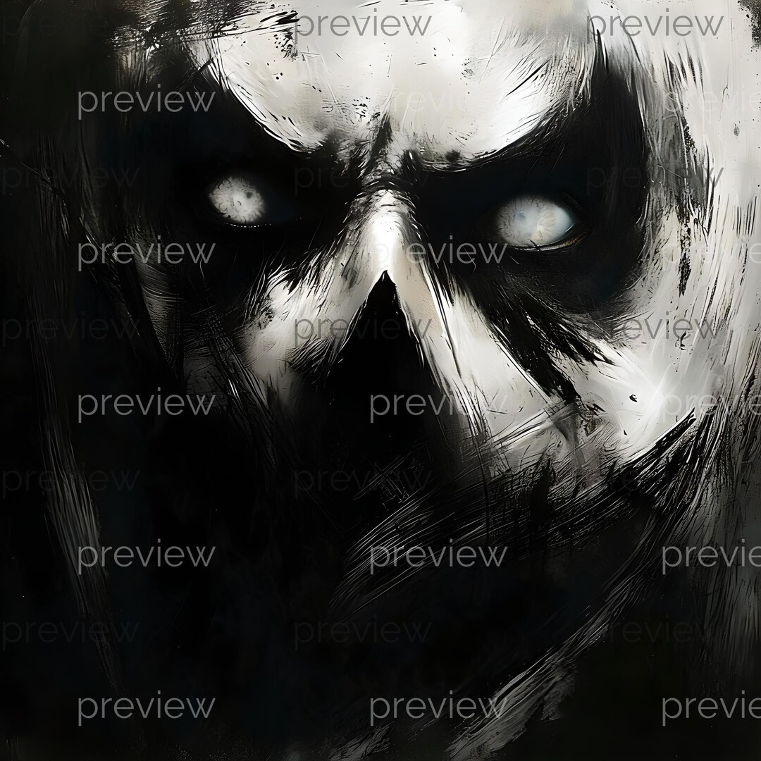 Haunting Portrait of a Ghostly Figure With Skeletal Face in Dark and ...