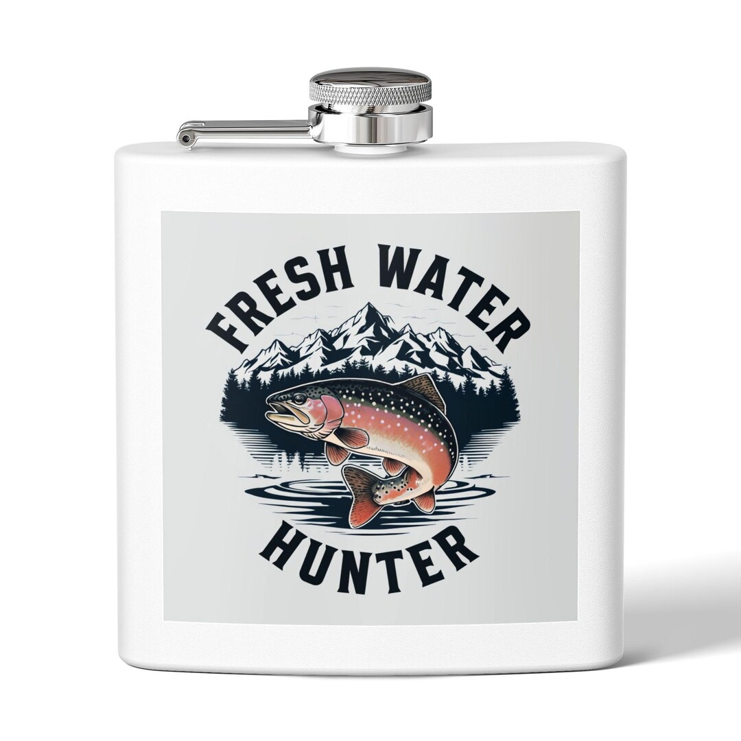 Fresh Water Hunter Stainless Steel Flask, Perfect Gift for Fishing ...