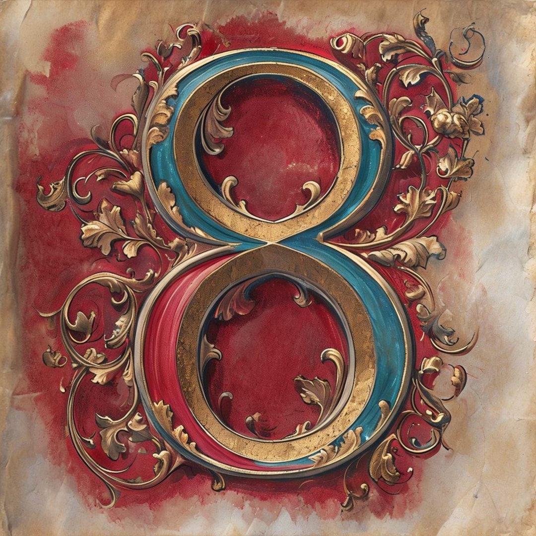 Ornate Vintage Number 8 Clipart With Floral Motif - Instant Download ...