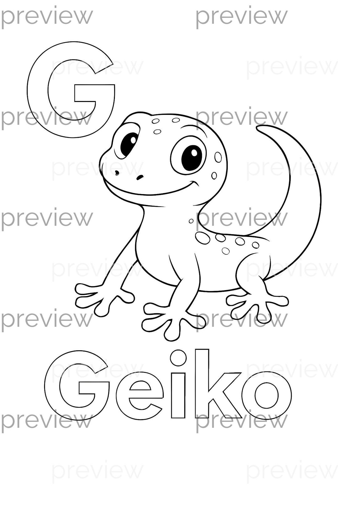 Playful Gecko Geiko Coloring Page - Fun Cartoon Design for Kids to ...