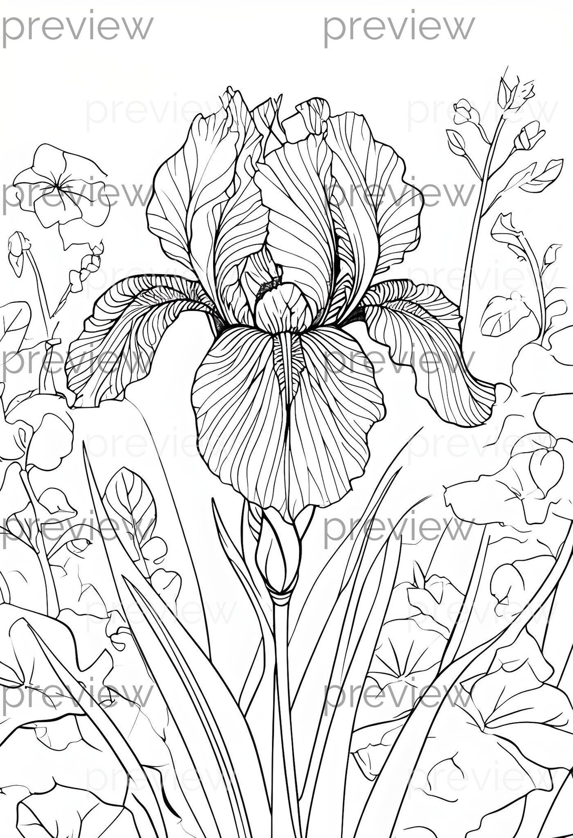 Detailed Iris Flower Seamless Pattern for Printable Paper, Gift Wrap ...