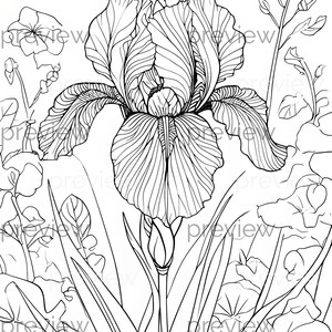 Detailed Iris Flower Seamless Pattern for Printable Paper, Gift Wrap ...