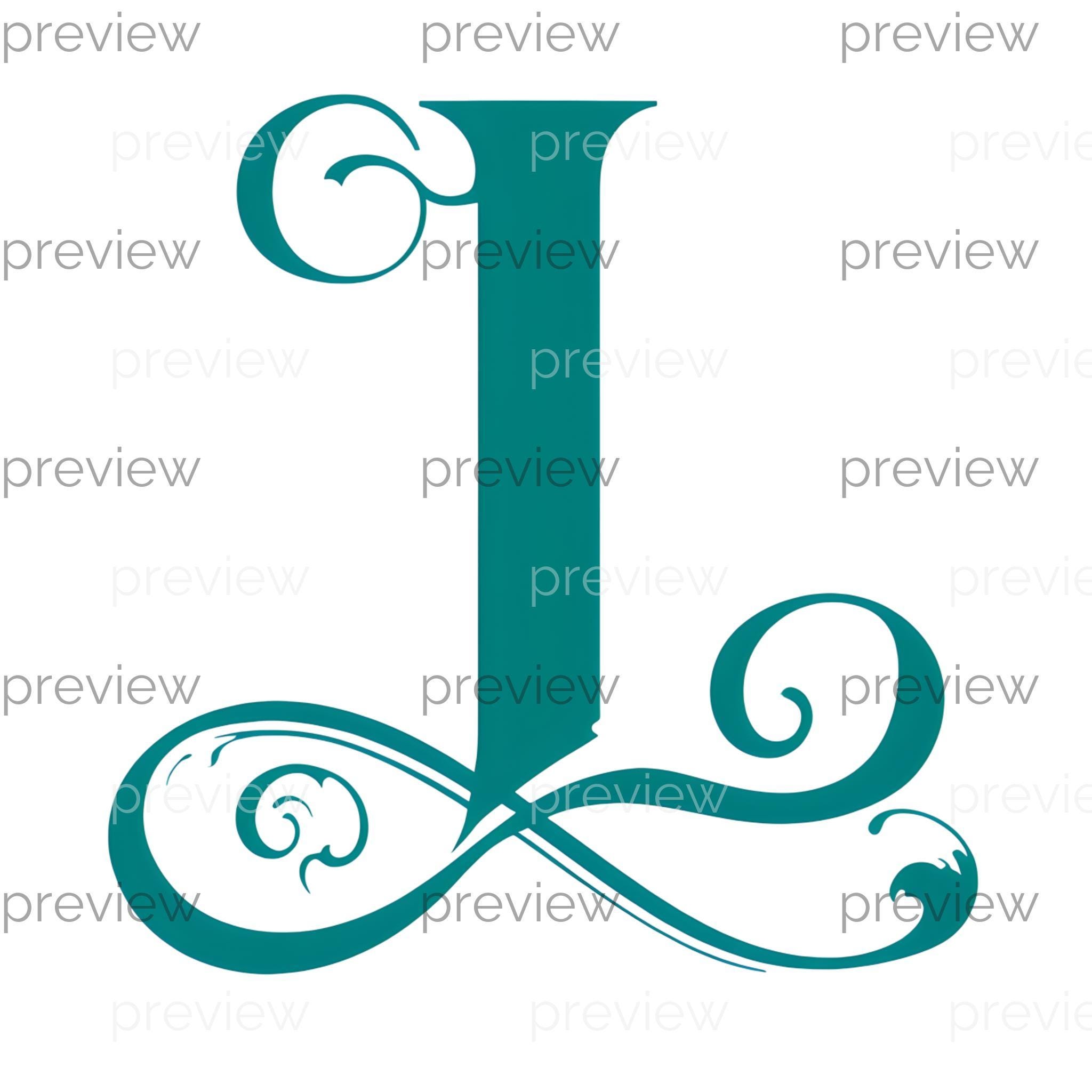 L Elegant Decorative Teal Letter L Stylish Digital Art for Branding and ...
