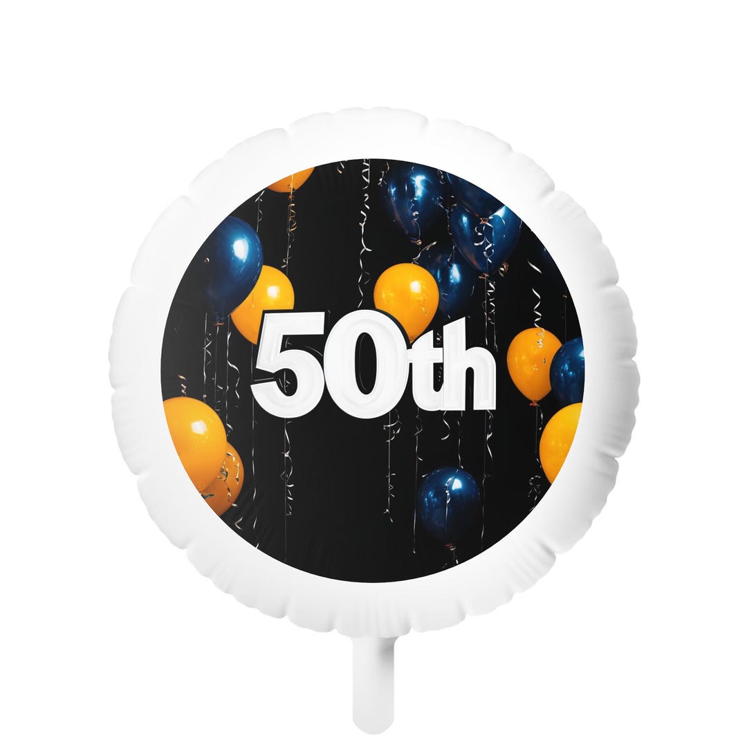 50th Birthday Balloons Mylar Helium Balloon | Navy & Gold Celebration ...