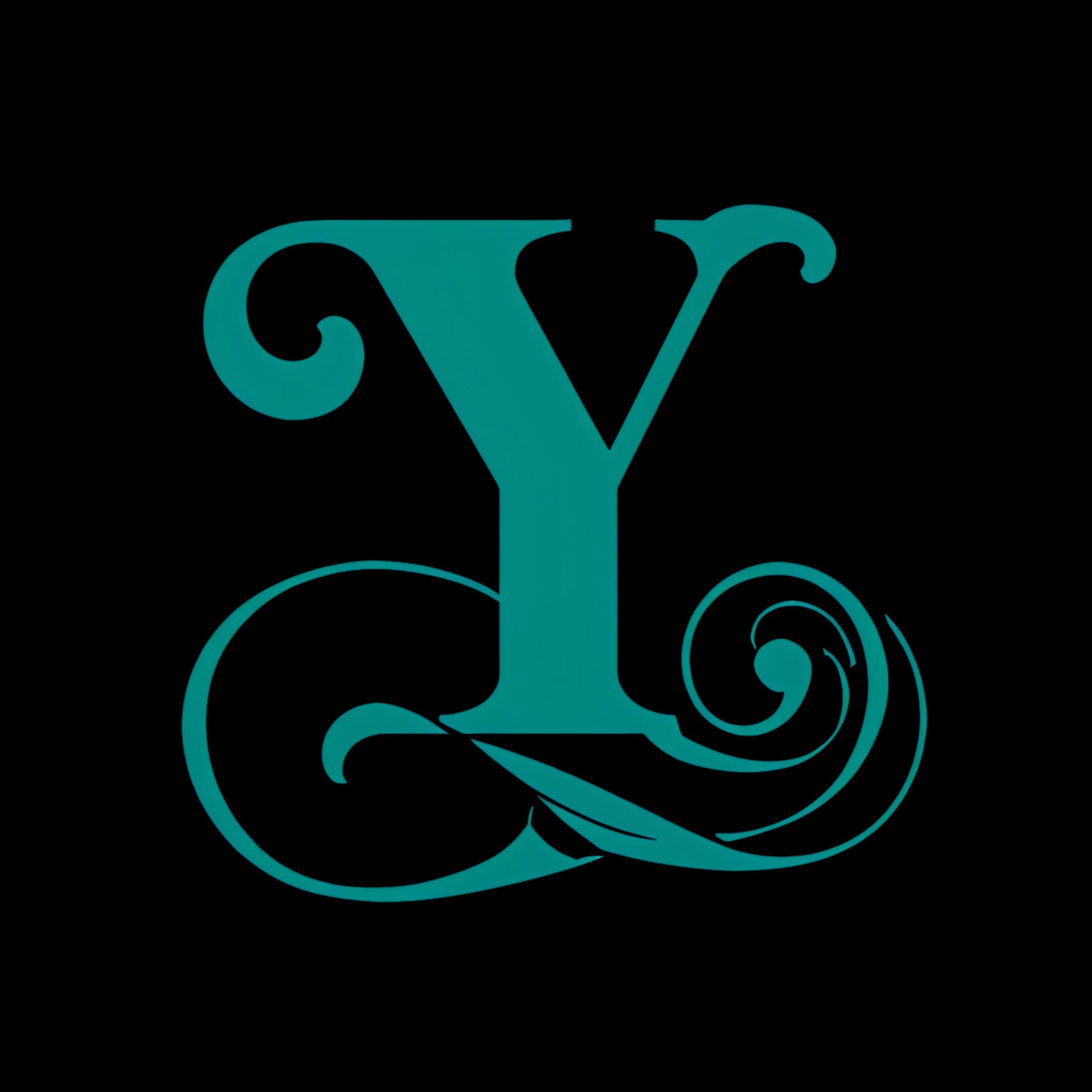 Y Elegant Teal Y Letter Clipart - Decorative Font Design for Instant ...
