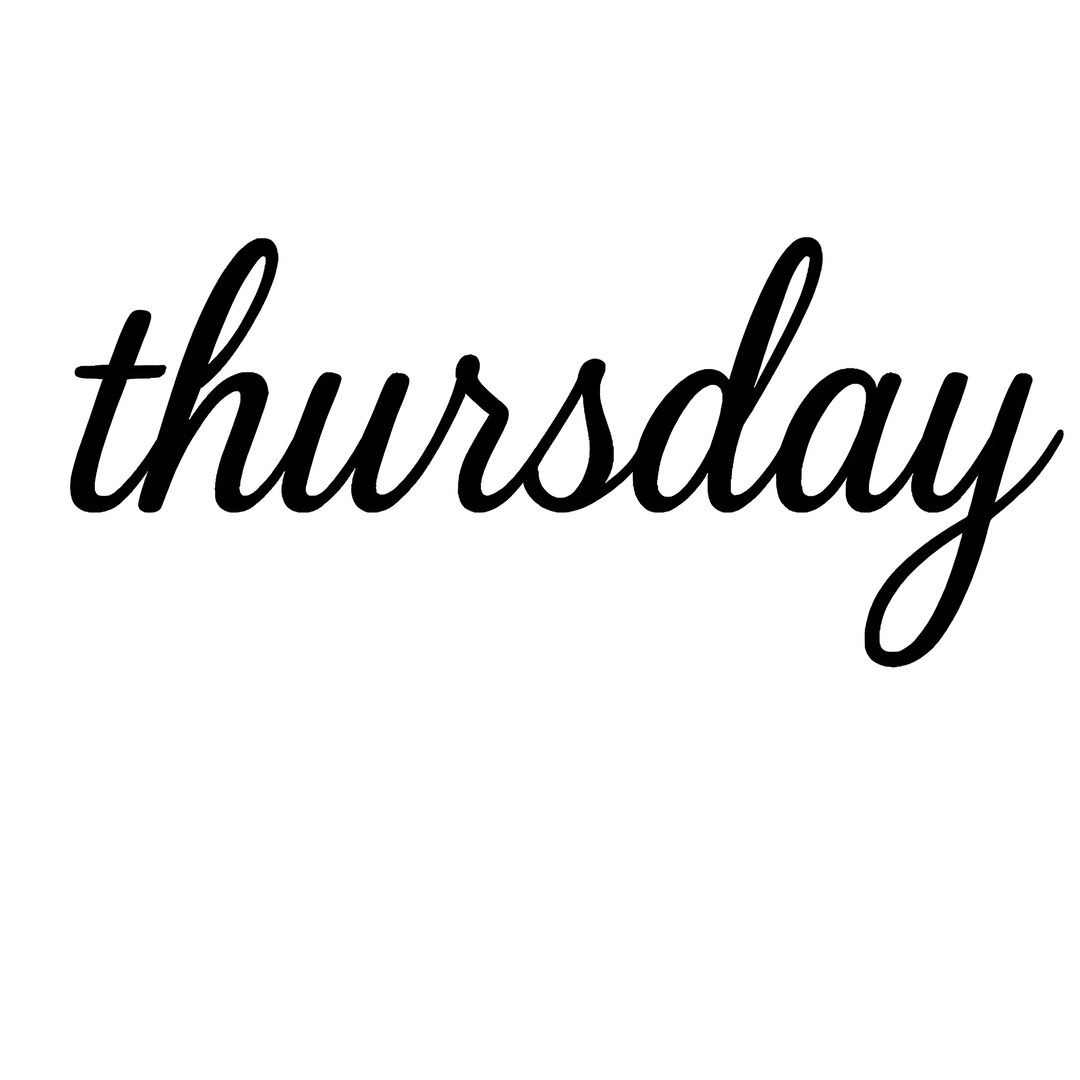 Stylish Thursday Cursive Font Clipart for Instant Download - Elegant ...
