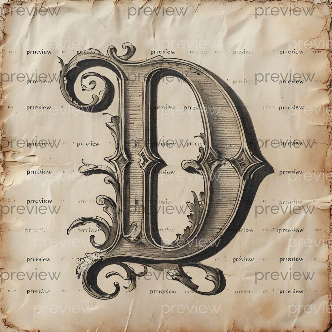 D Ornate Decorative Letter D in Vintage Style - Printable Digital Art ...