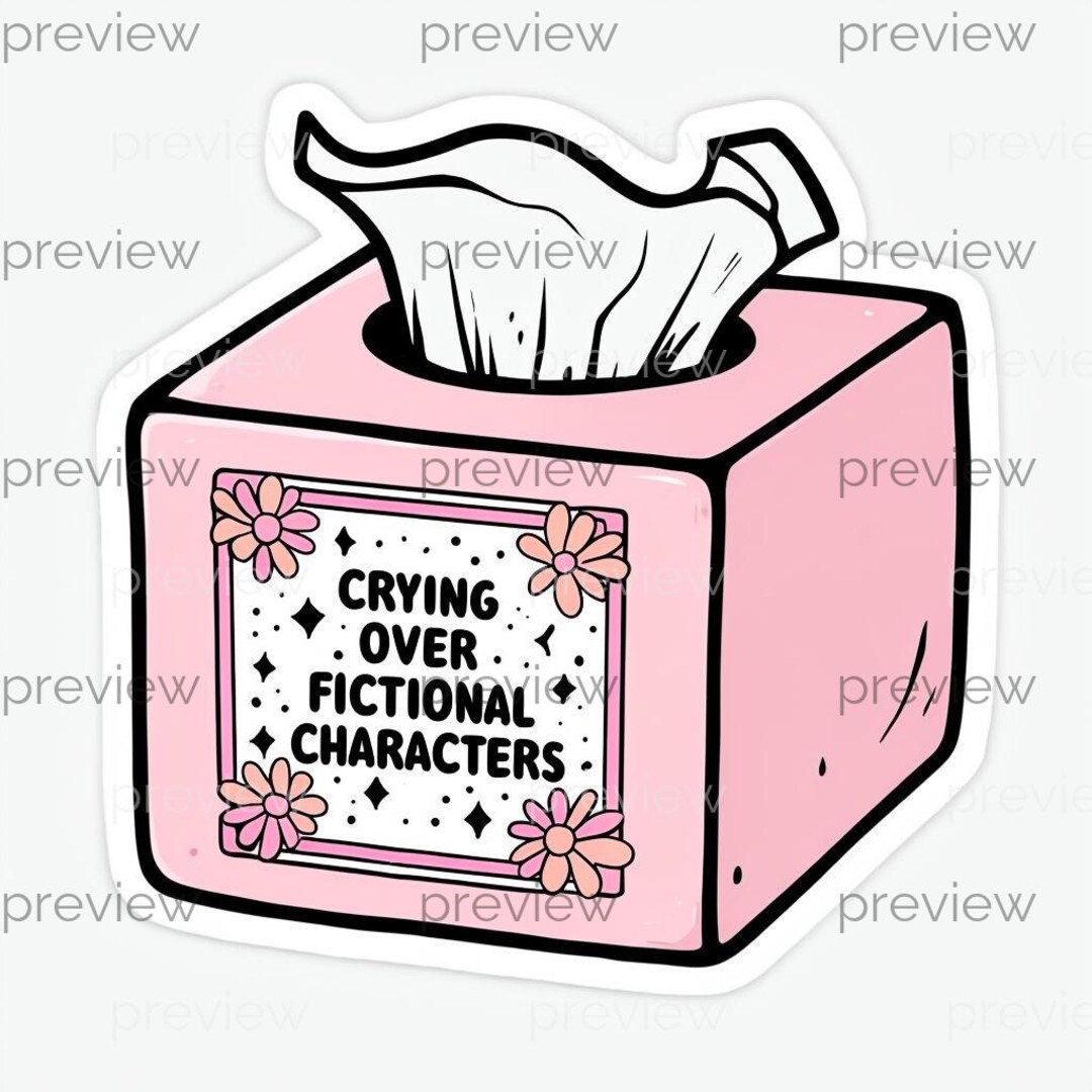 Crying Over Fictional Characters Tissue Box - Playful Digital Art for ...