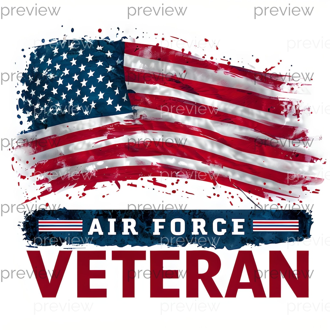 Air Force Veteran Art - Bold American Flag Design With Brushstroke ...