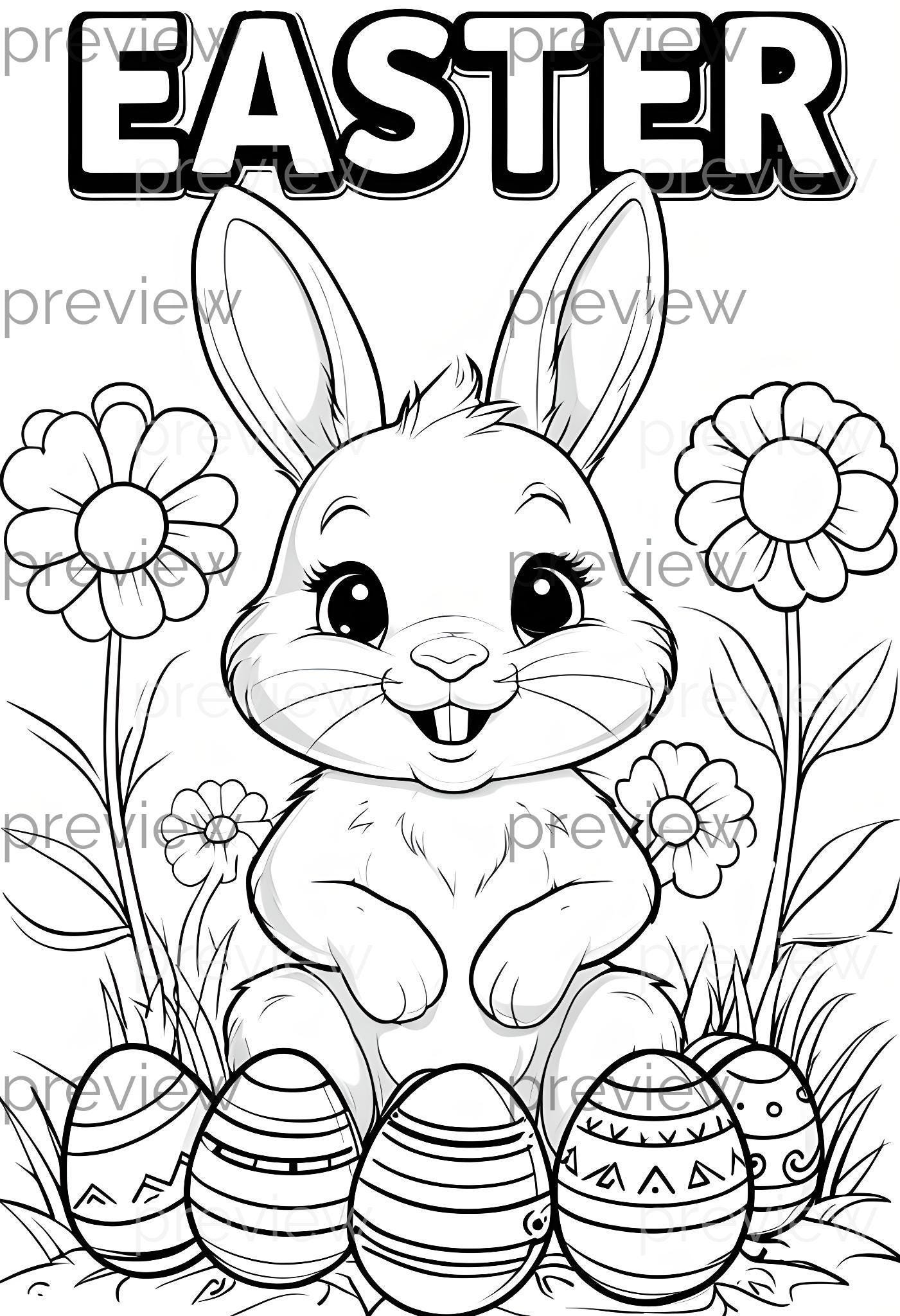 Easter Bunny Coloring Page: Seamless Pattern (digital Download) - Etsy
