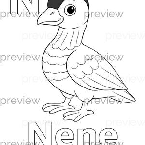 Fun Nene Goose Coloring Page With Bold Letter N for Kids - Educational ...