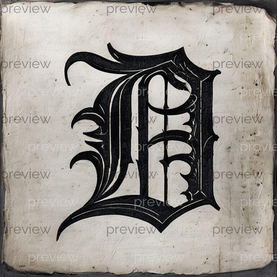 Ornate Gothic Letter D on Aged Paper Background - Stunning Digital Art ...