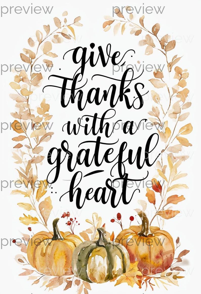Give Thanks With a Grateful Heart - Autumn Leaves and Pumpkins ...