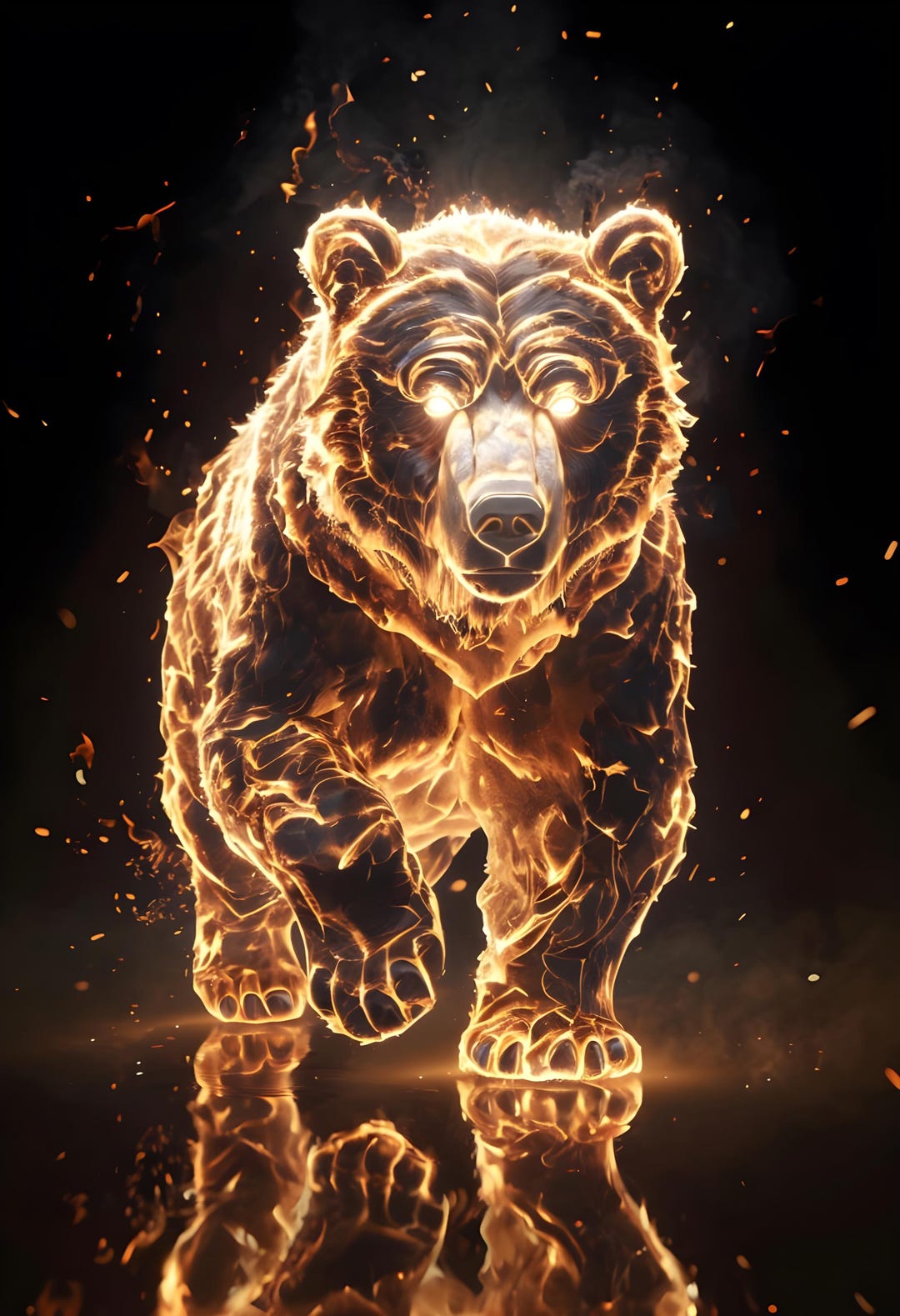 Glowing Fire Bear Clipart Instant Download Sublimation Design for ...