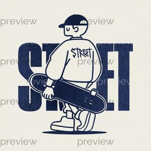 Street Style Cartoon Character With Skateboard - Digital Art for ...