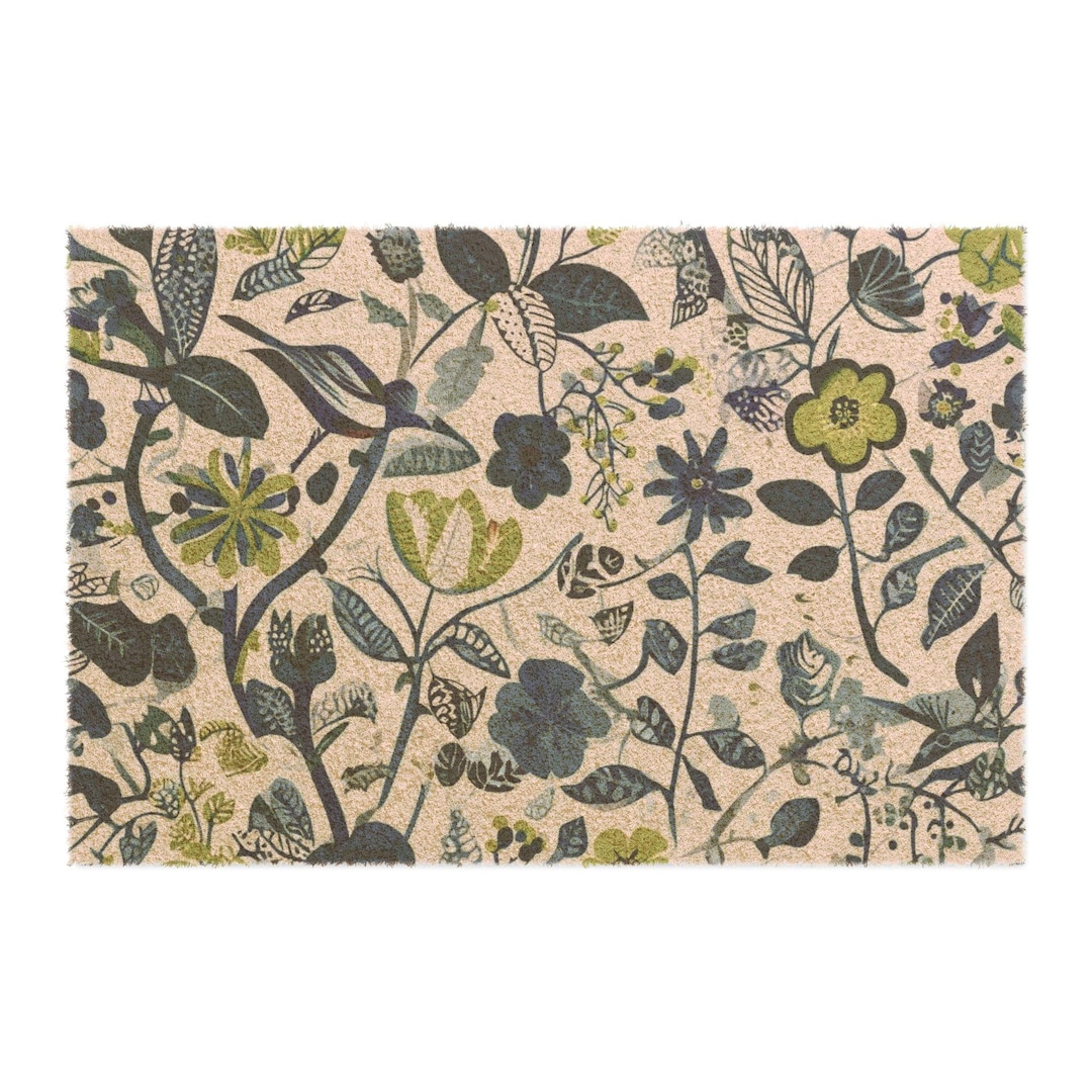 Green Floral Vine Doormat | Botanical Outdoor Welcome Mat - Etsy
