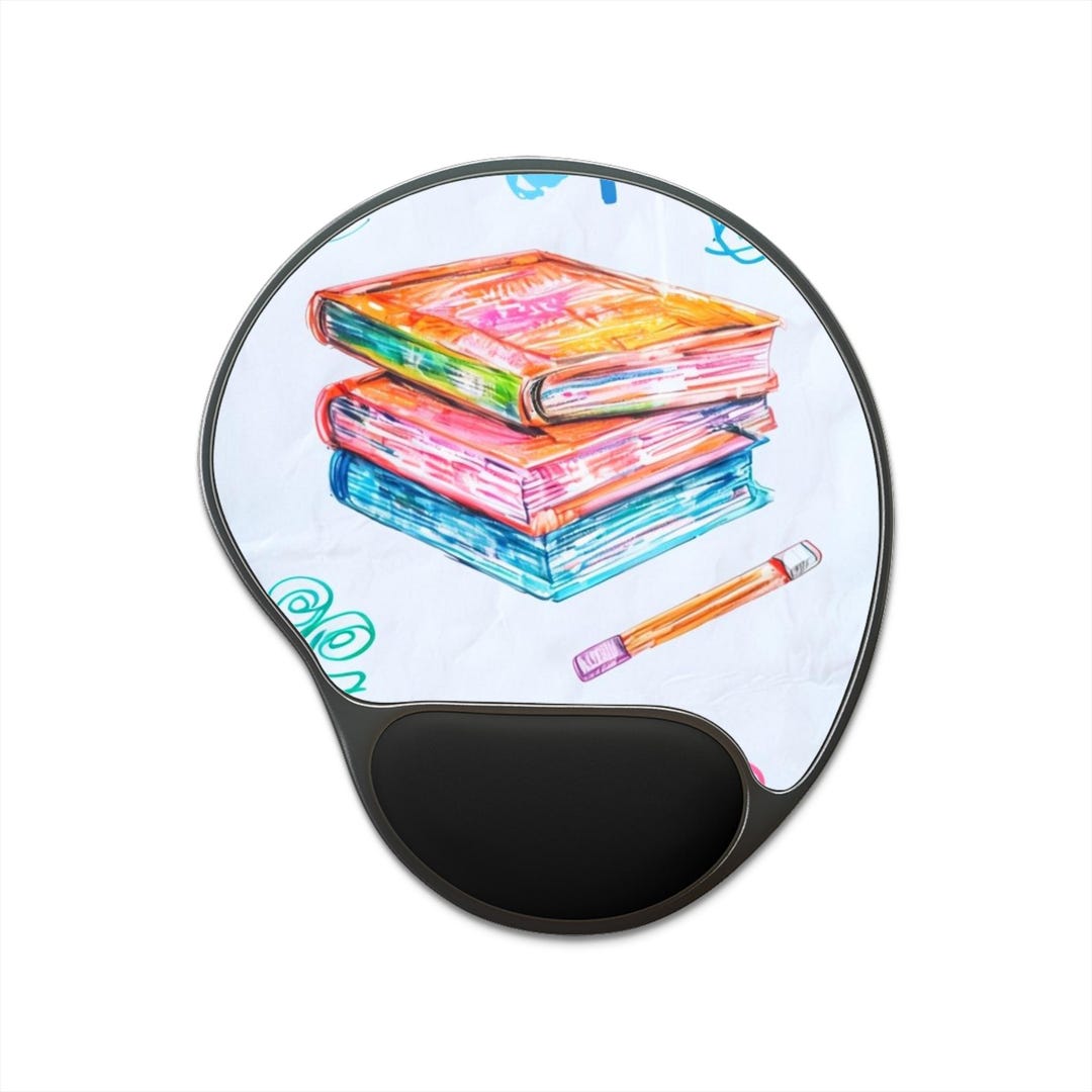 Colorful Book Stack Mouse Pad With Wrist Rest, Perfect for Students ...