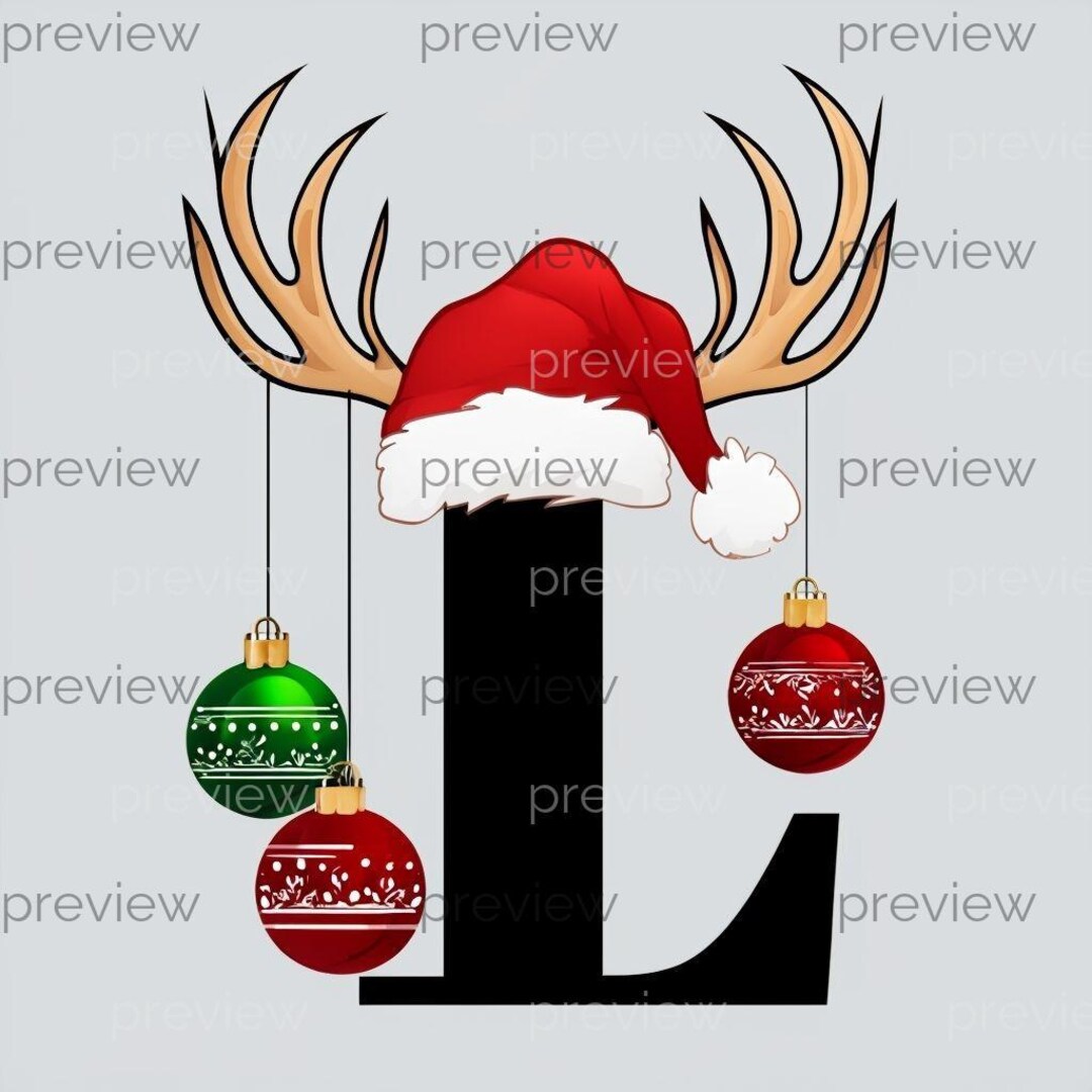 L Festive Letter L With Santa Hat and Antlers - Cheerful Holiday ...